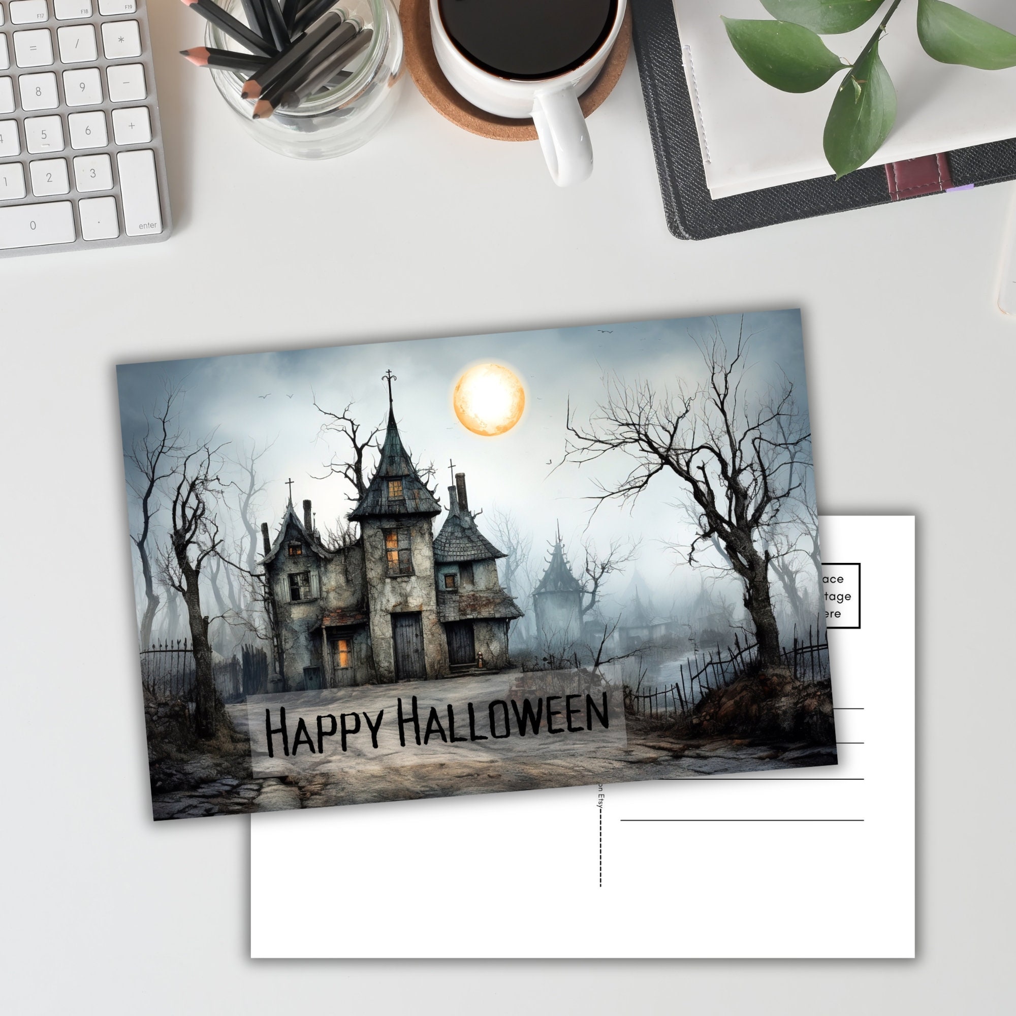 Halloween Postcard Printable 4x6 and 5x7 Postcards Digital Download - Etsy