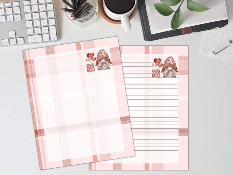Valentines Day, Gnome, Printable Stationery, Digital Download, US ...