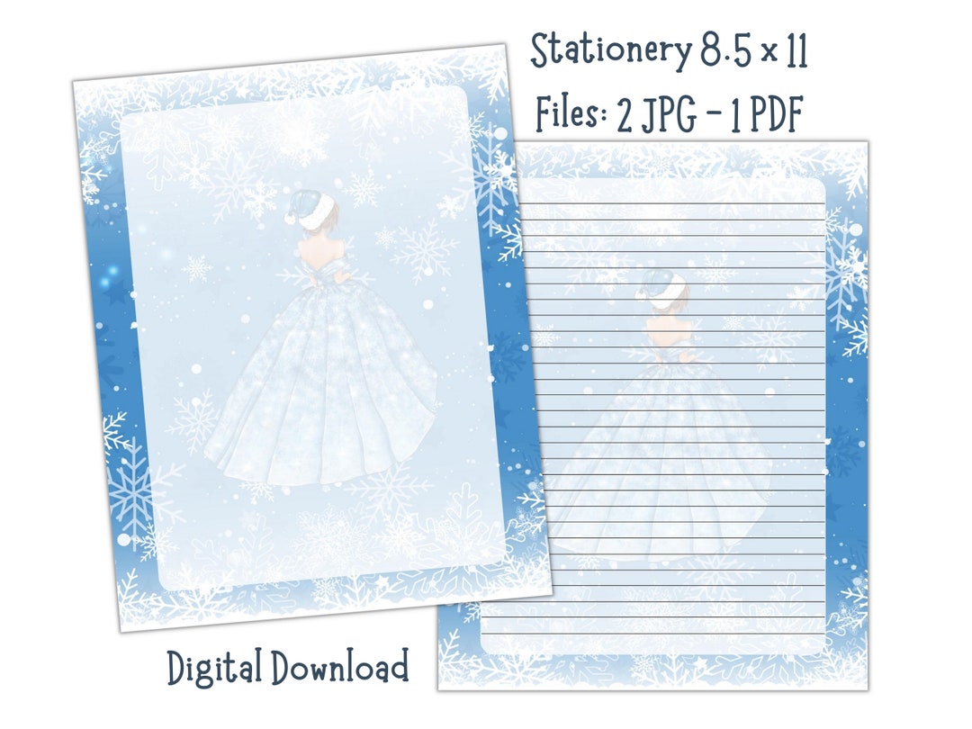 Christmas Girl Printable Stationery Digital Download US - Etsy