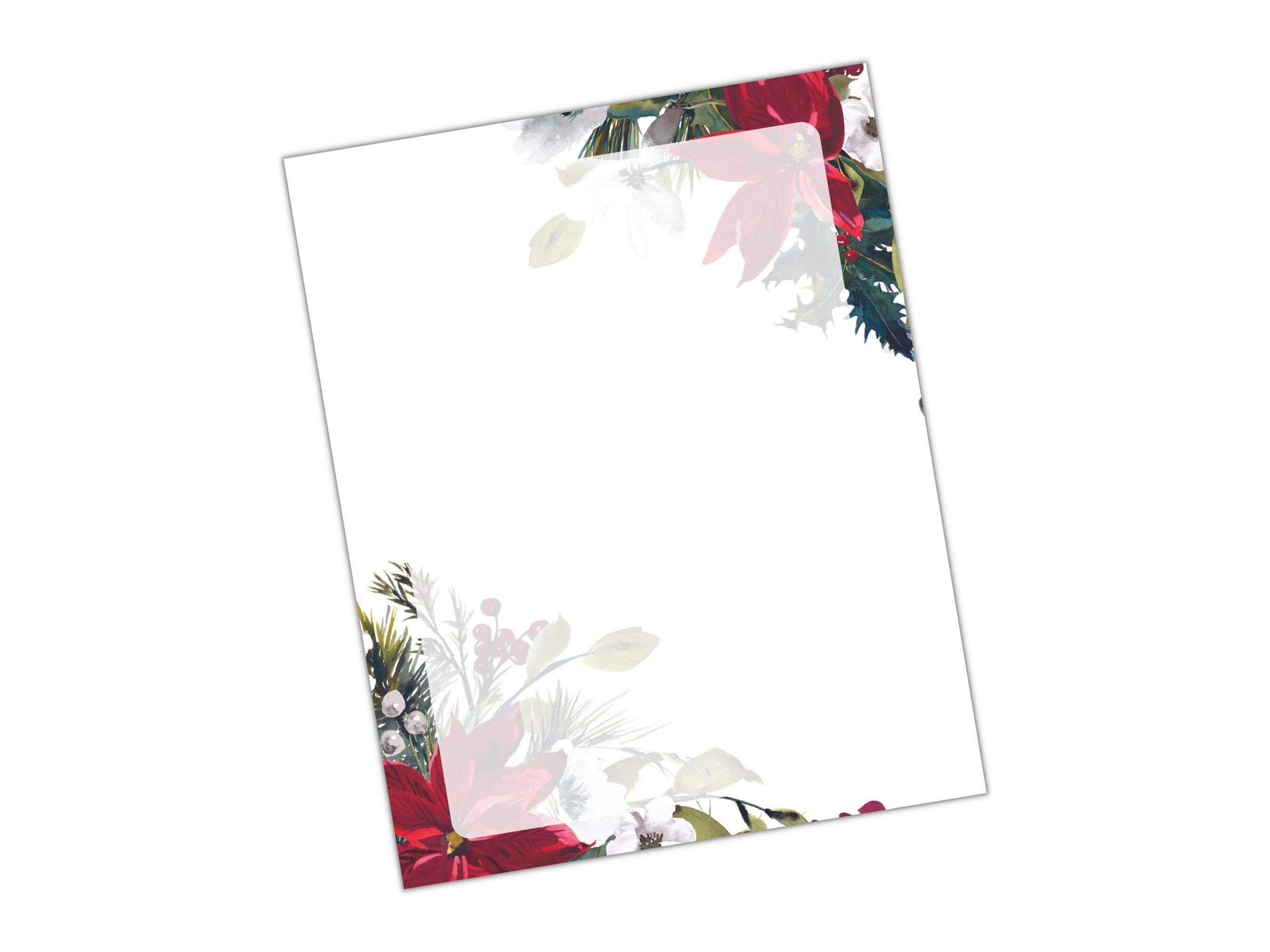 Christmas Poinsettia, Printable Stationery, Digital Download, US Letter ...
