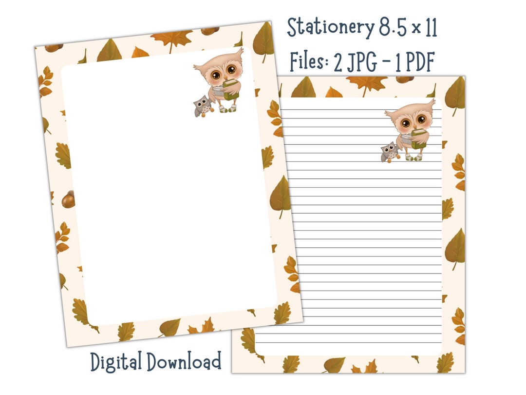 Cute Baby Owl/printable Stationery/digital Download/us Letter 8.5x11 ...