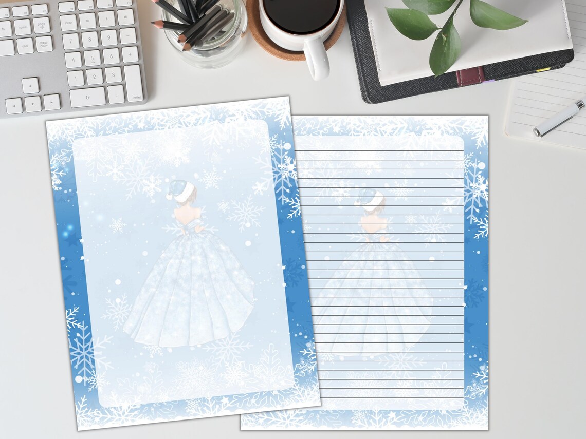 Christmas Girl Printable Stationery Digital Download US - Etsy