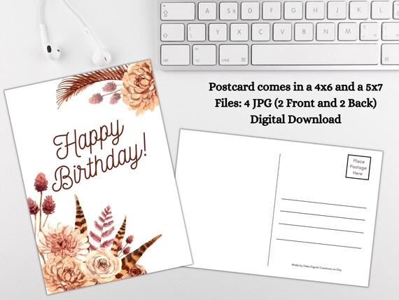 Happy Birthday Printable 4x6 and 5x7 Postcards Digital - Etsy