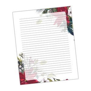 Christmas Poinsettia, Printable Stationery, Digital Download, US Letter ...