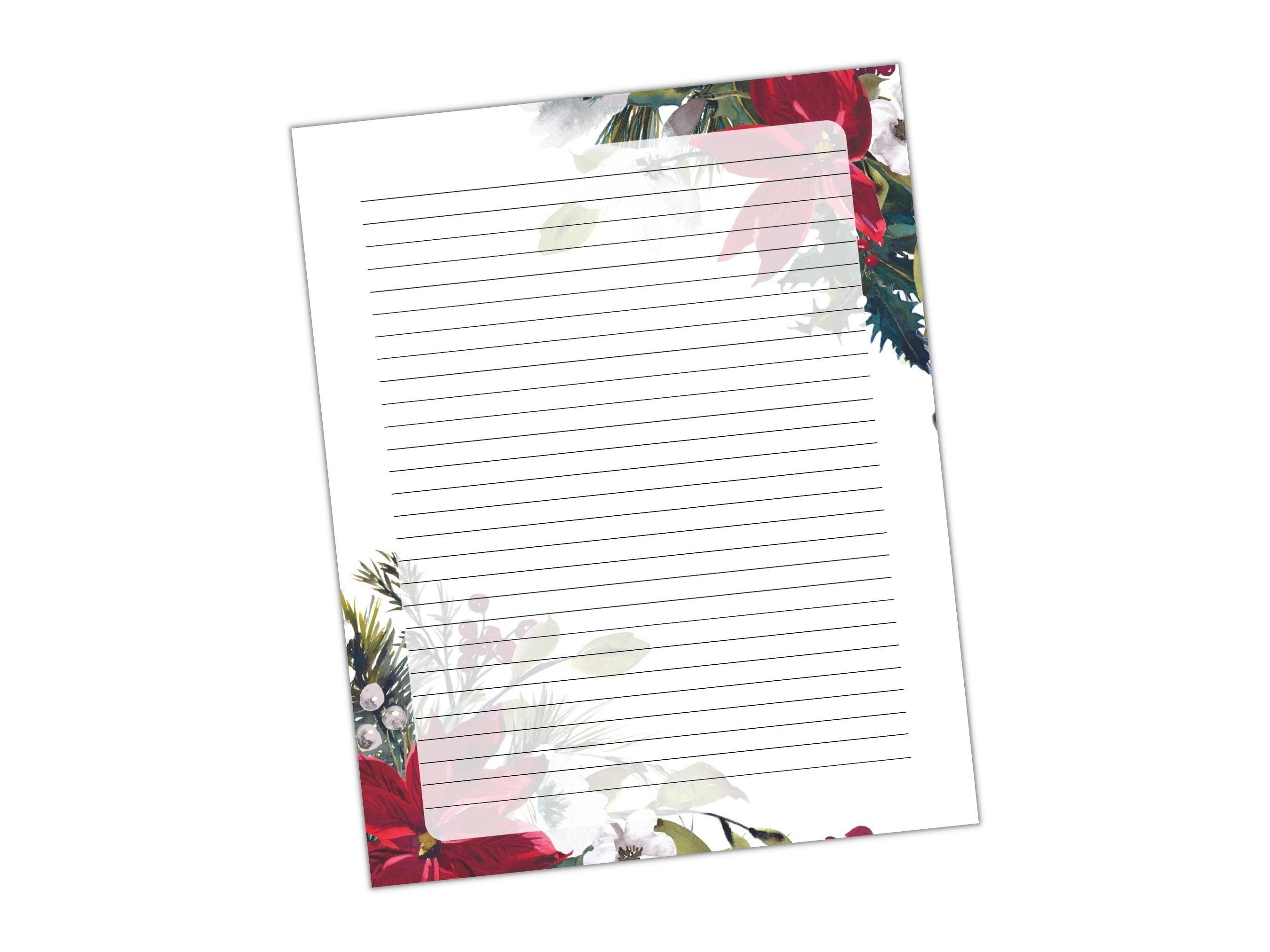 Christmas Poinsettia, Printable Stationery, Digital Download, US Letter ...
