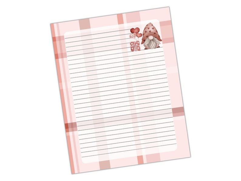 Valentines Day, Gnome, Printable Stationery, Digital Download, US ...