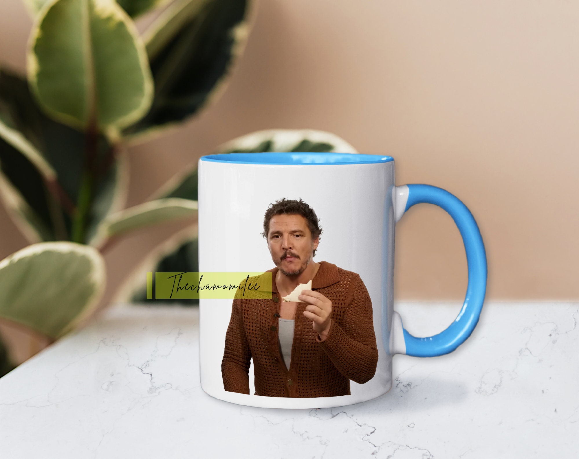 Pedro Pascal Eating Sandwich Snack Meme Mug Ceramic, Color Changing Mug ...
