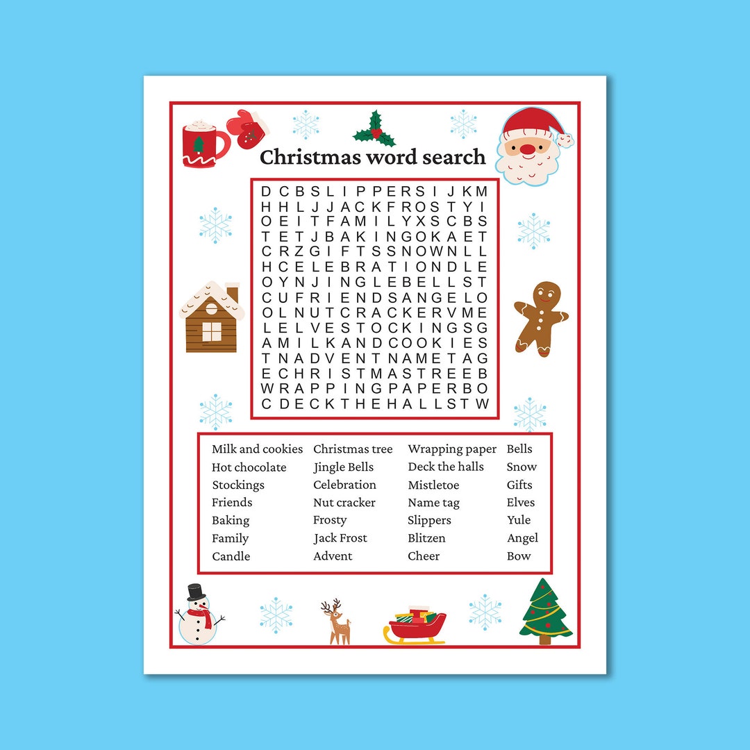 Christmas Word Search Game, Christmas Family Game, Christmas Party ...