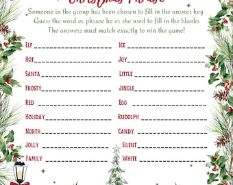 Christmas Finish the Phrase Game, Printable Holiday PDF PNG, Xmas Party ...