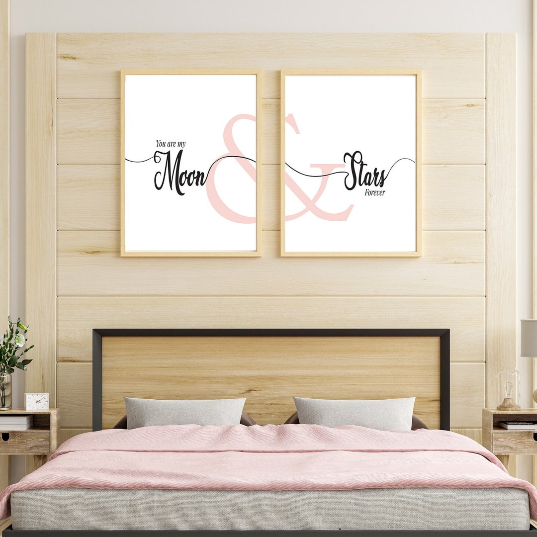 Moon and Stars Sign,bedroom Quotes,above Bed Print,couple Print,bedroom ...