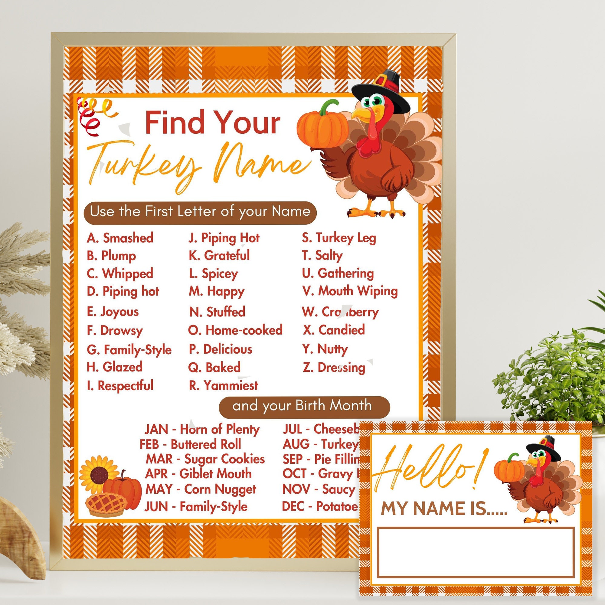 Turkey Name Game, Thanksgiving Name Tag Game, Fun Thanksgiving Party ...