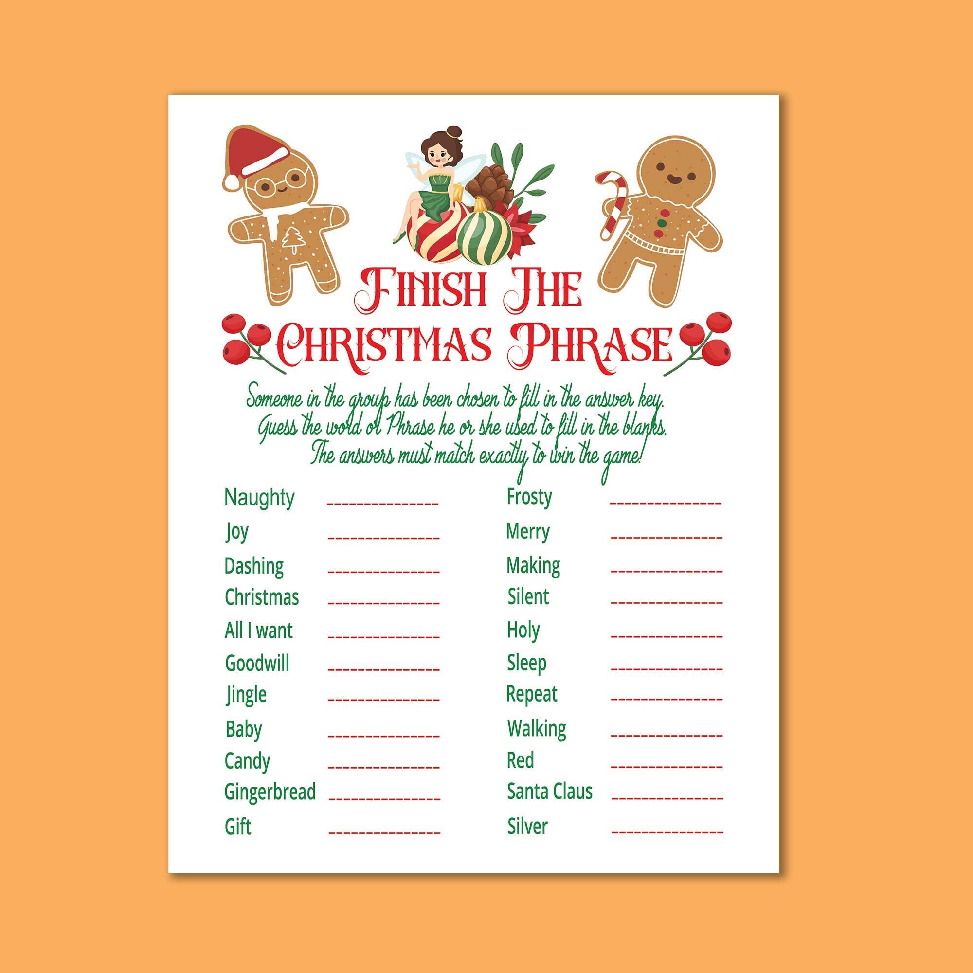 Finish the Christmas Phrase, Christmas Family Game, Christmas Party ...