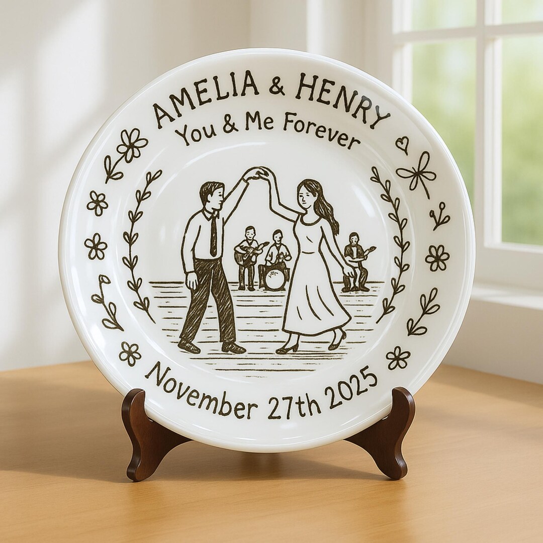 Custom Wedding Portrait Plate – Personalized Ceramic Dish With Photo ...