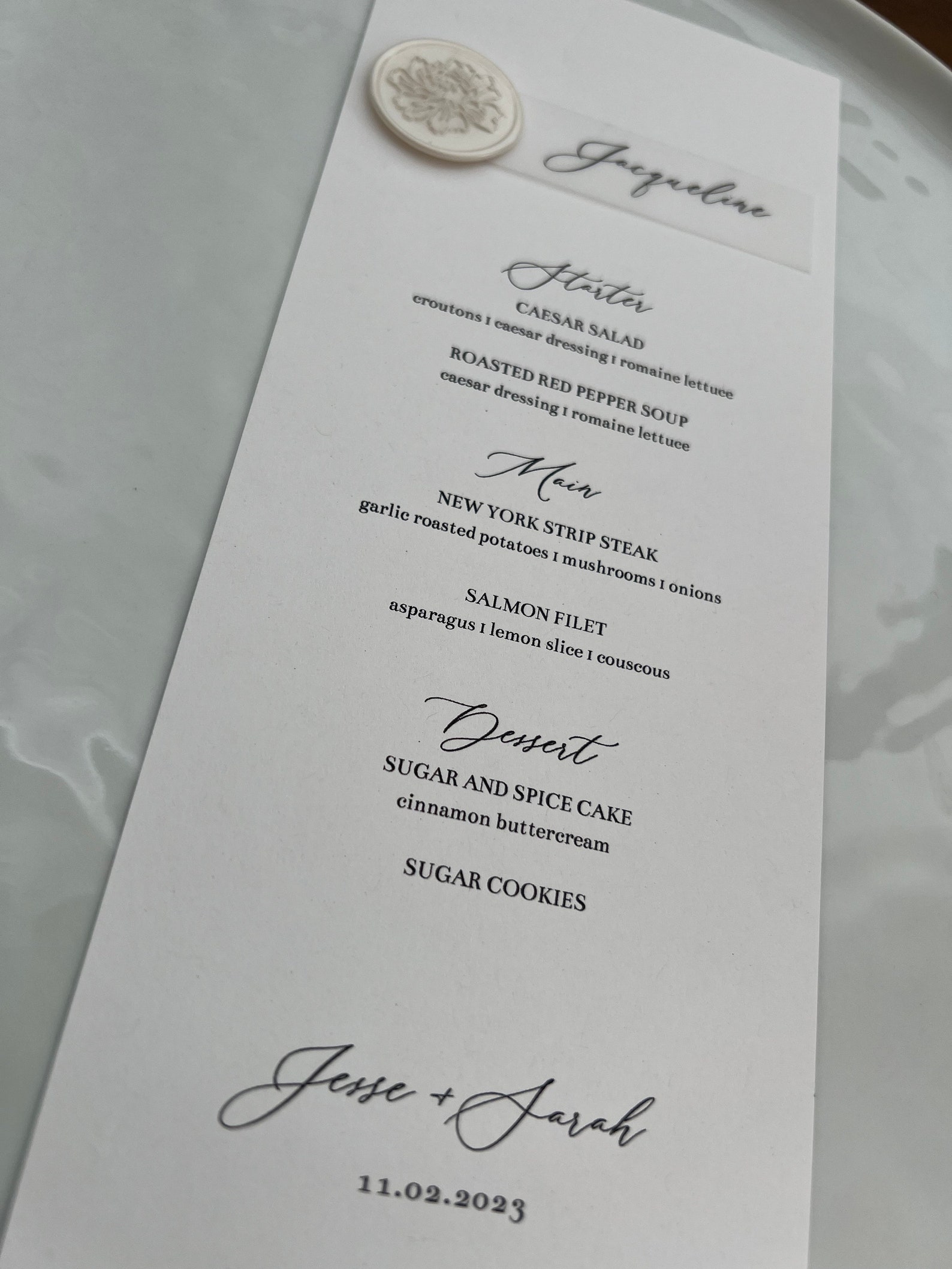 Customizable Menu, Wedding Menu, Dinner Menu, Engagement Party, Bridal ...