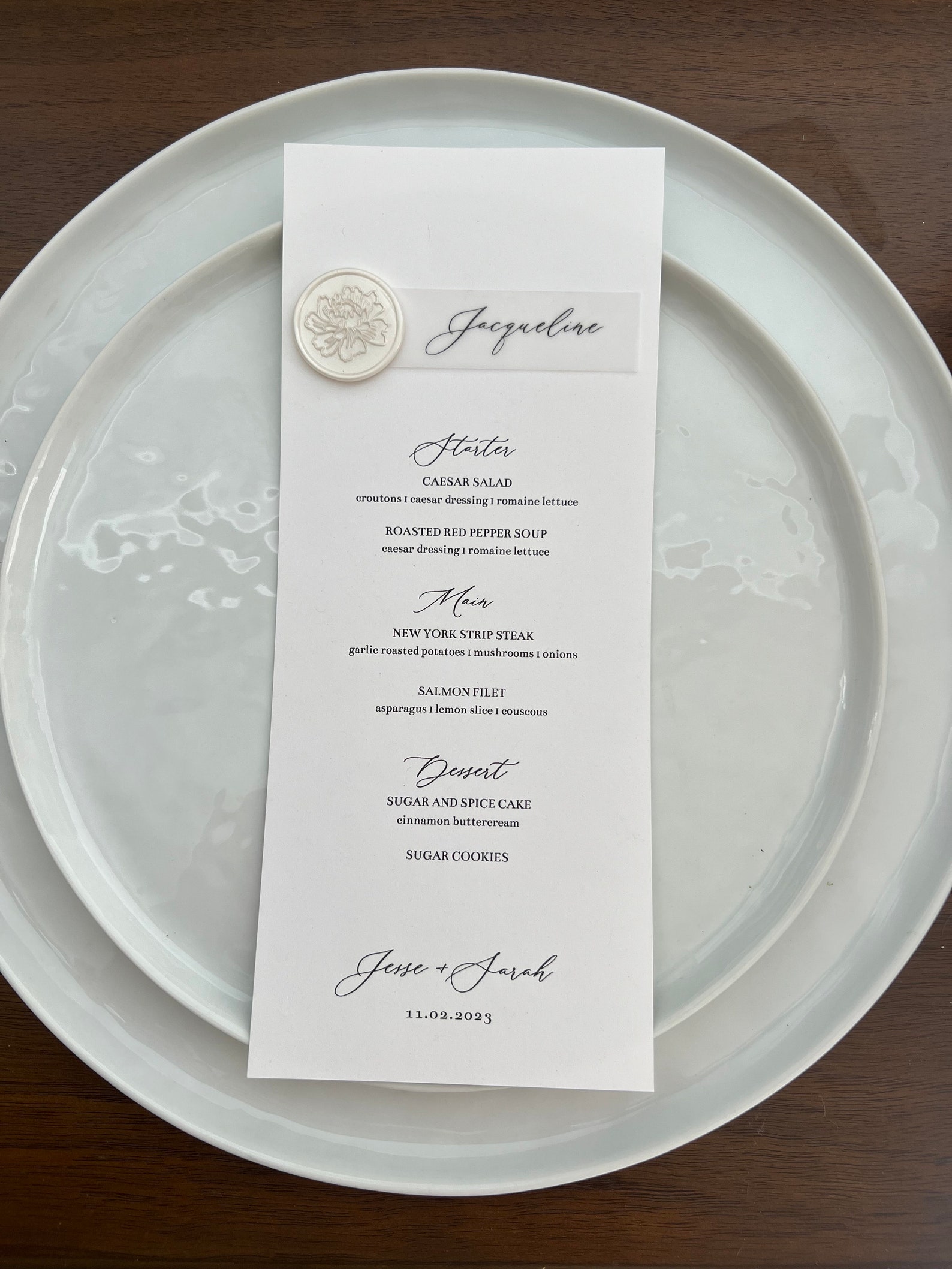 Customizable Menu, Wedding Menu, Dinner Menu, Engagement Party, Bridal ...