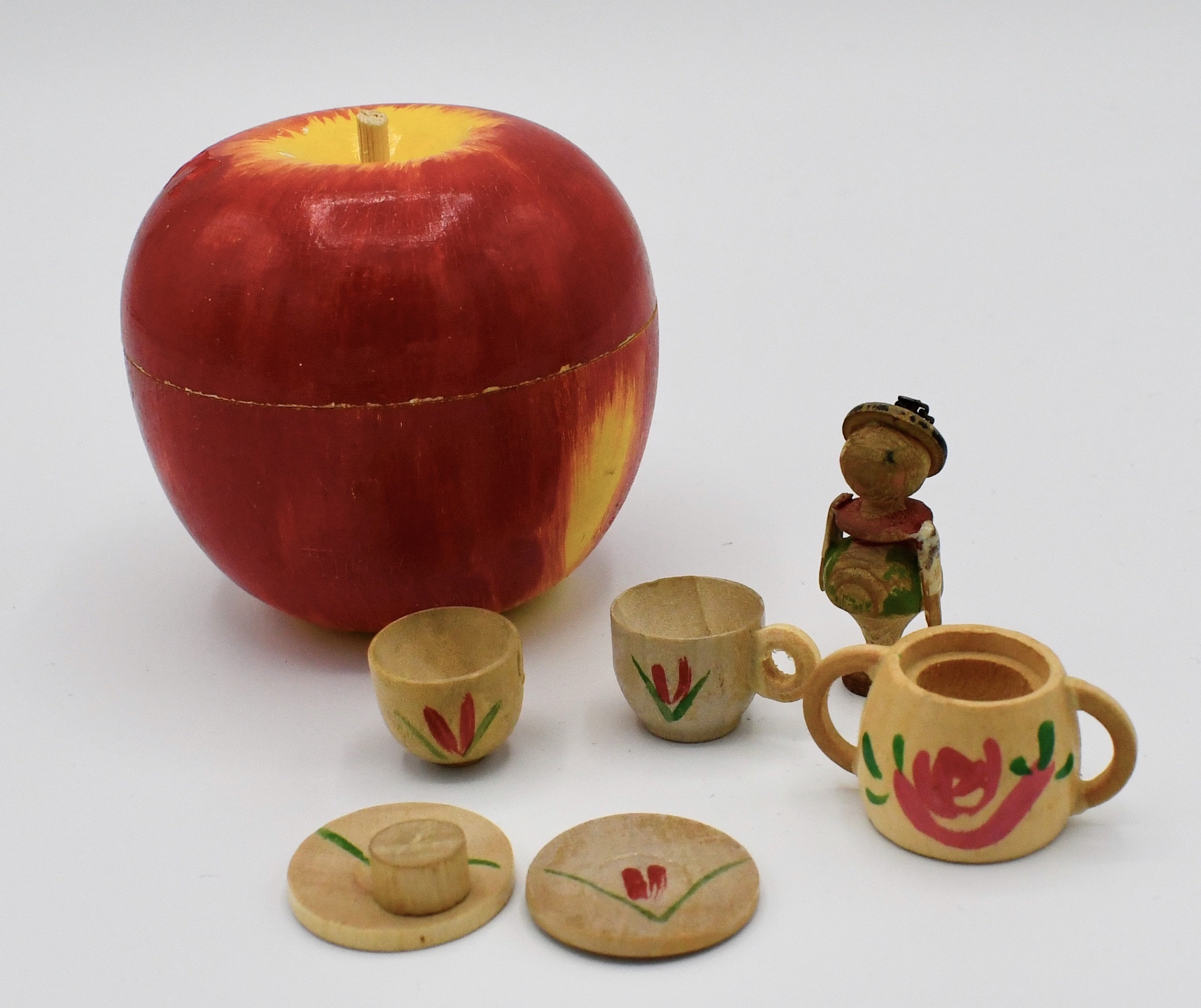 Japanese Wooden Apple Tea Set