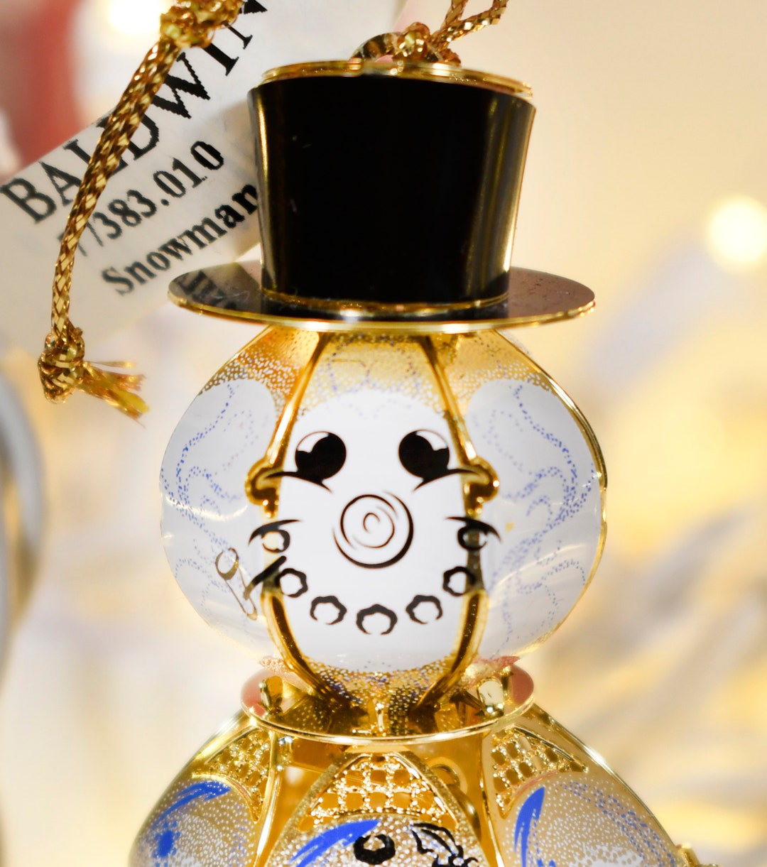 Rare Baldwin Snowman Bell Christmas Ornament 24 KT Gold Finished Brass ...