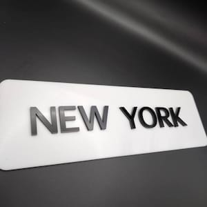 White Acrylic Sign, Time Zone Clock, Location Plate, Personalized Place ...