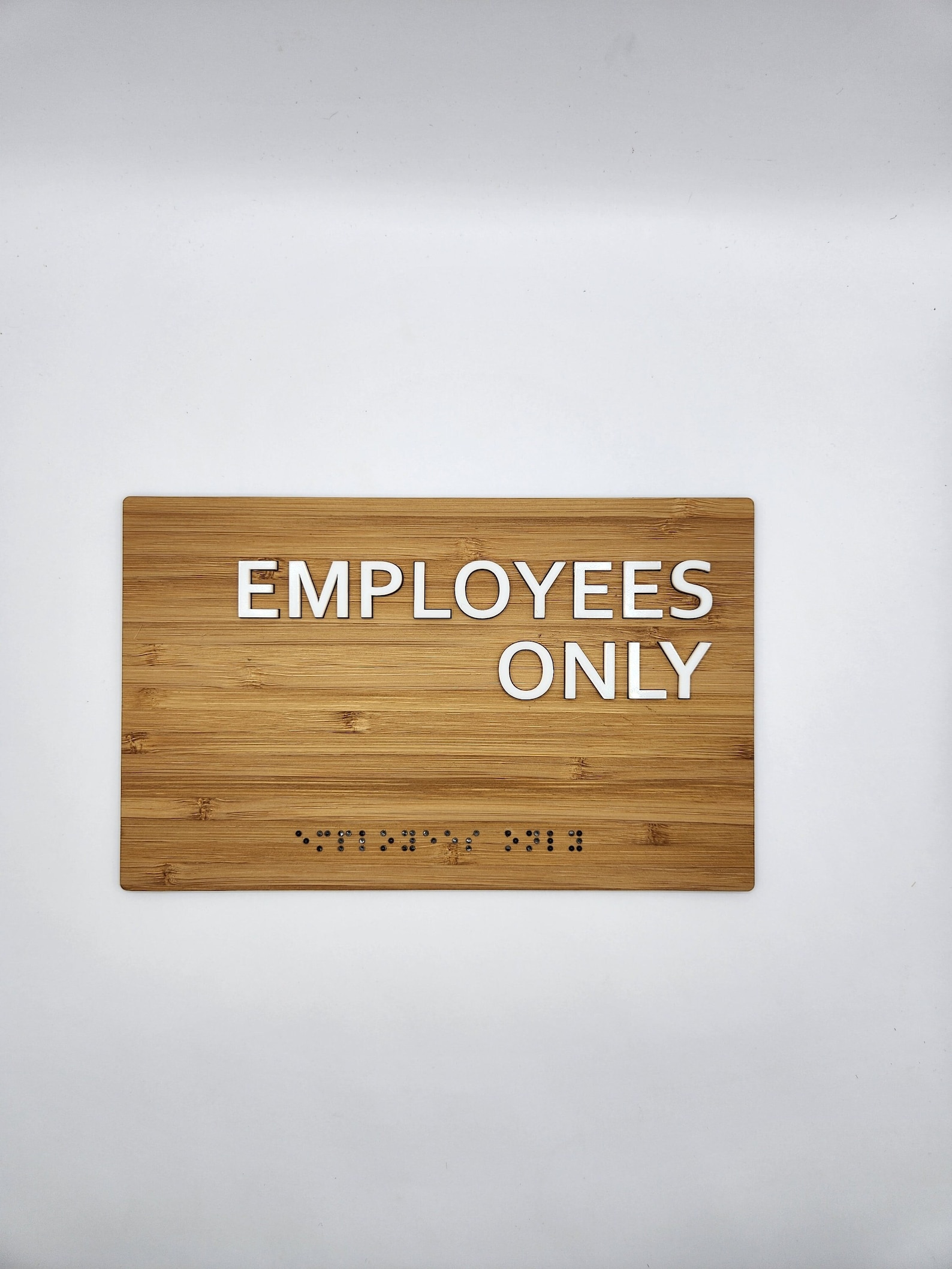 Employees Only Sign, Bamboo Business Sign, Information Plate, Braille ...
