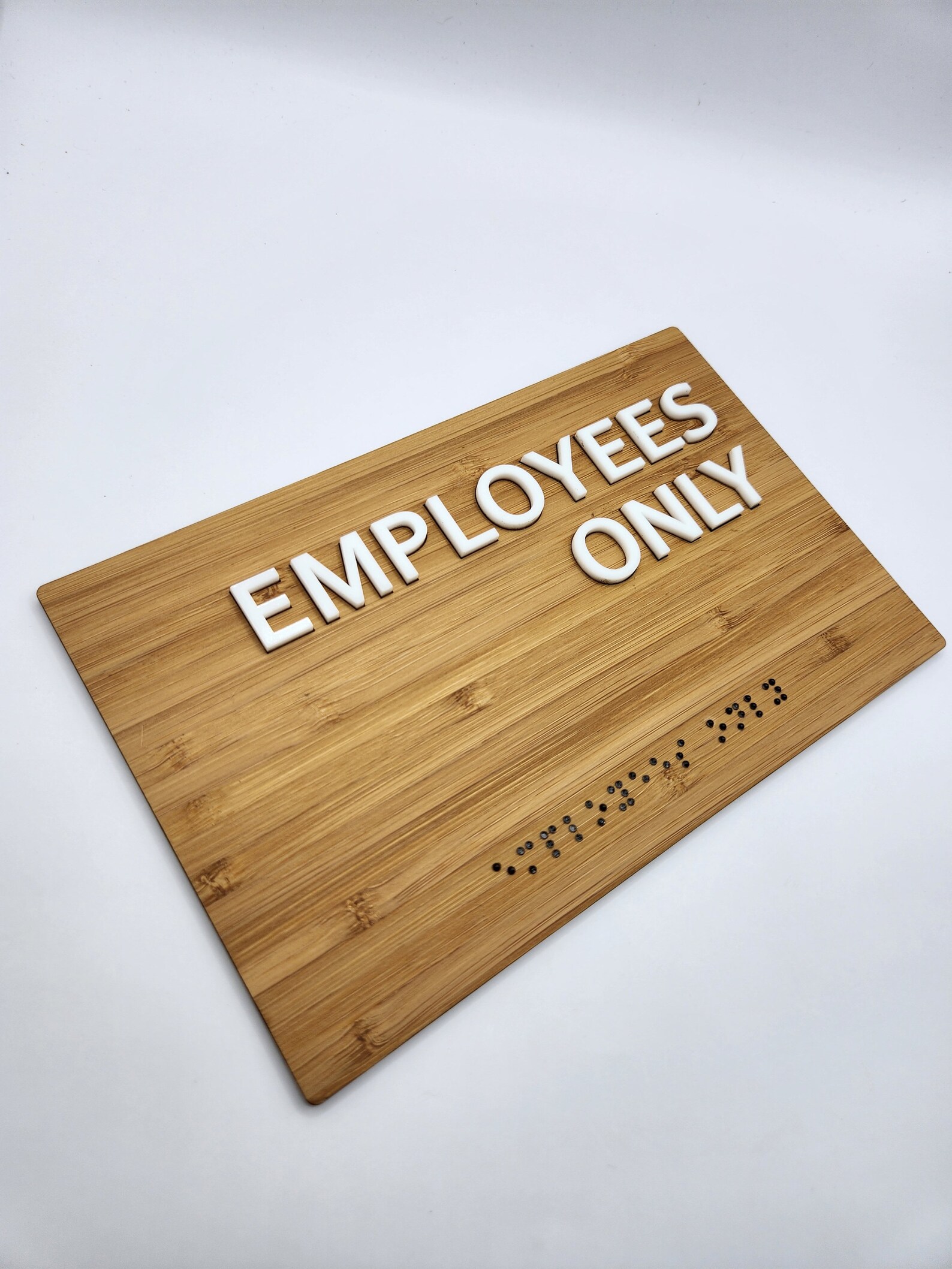Employees Only Sign, Bamboo Business Sign, Information Plate, Braille ...