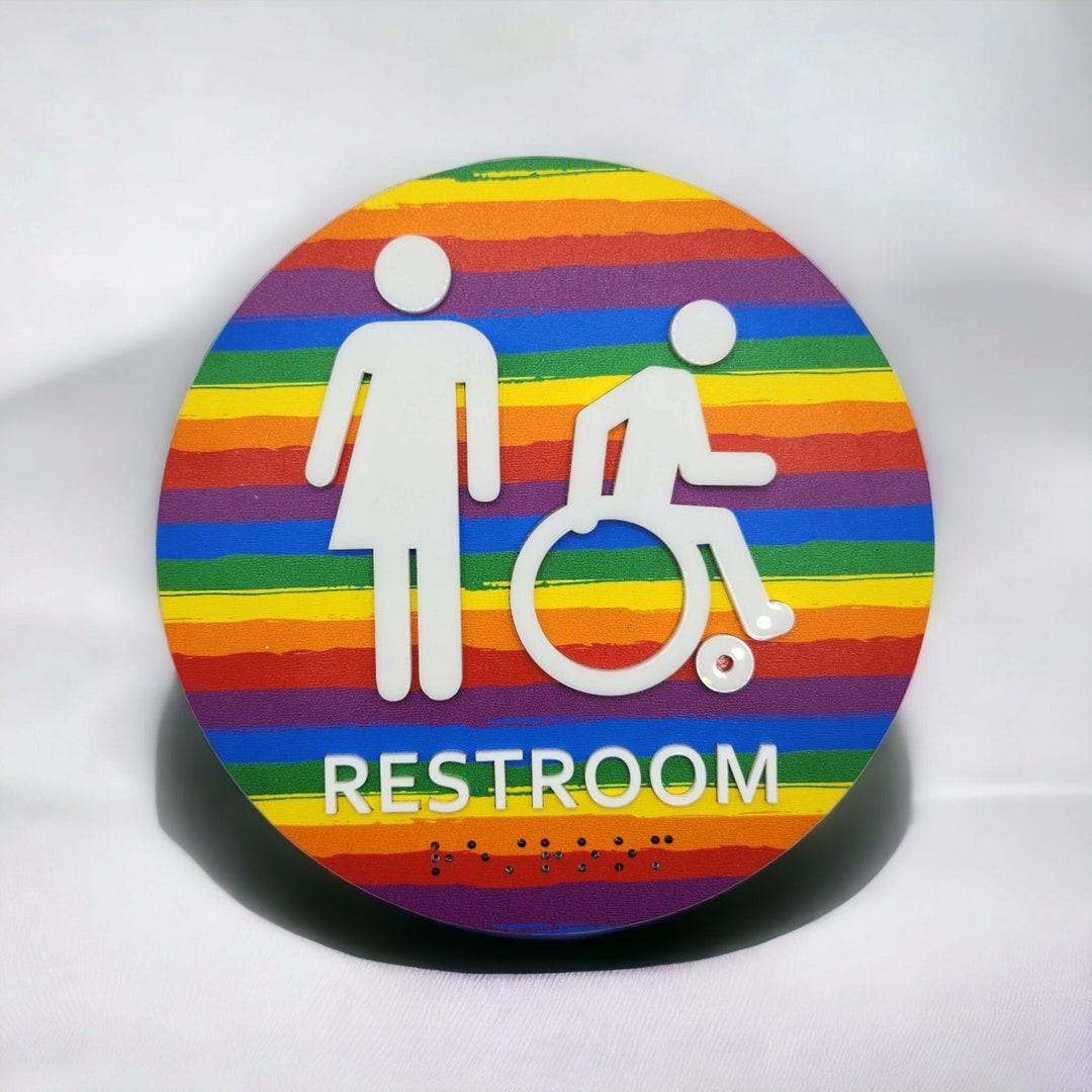 Rainbow Inclusive Restroom Sign: Gender Neutral, Disabled Access - Etsy