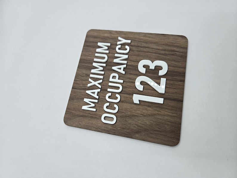 Maximum Occupancy Plate, Wooden Safety Sign With Acrylic Letters ...
