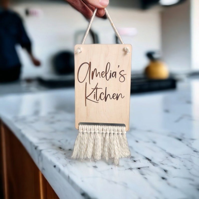 Name Sign for Ikea Kitchen, Maple Plywood With Macrame - Etsy