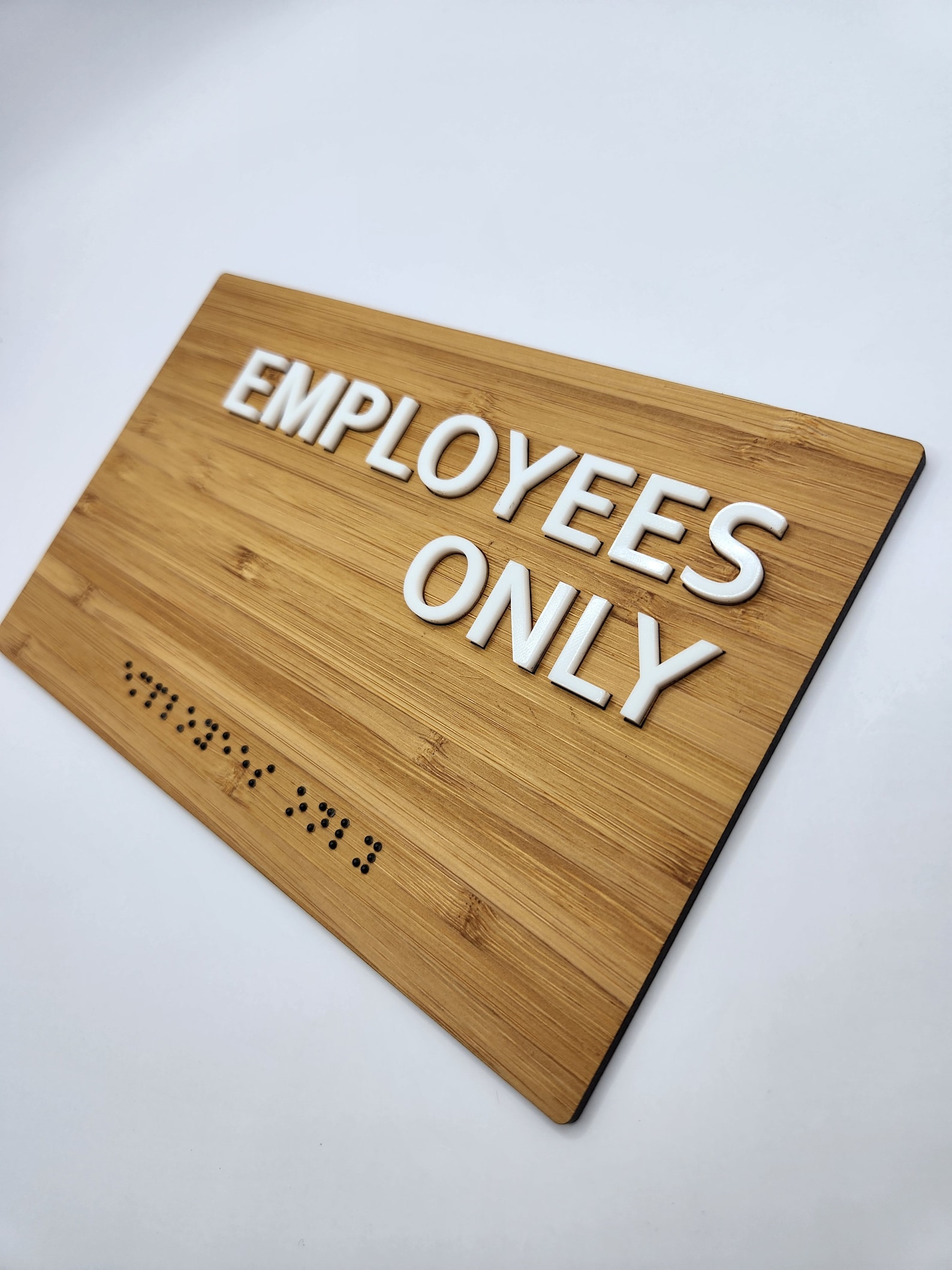 Employees Only Sign, Bamboo Business Sign, Information Plate, Braille ...