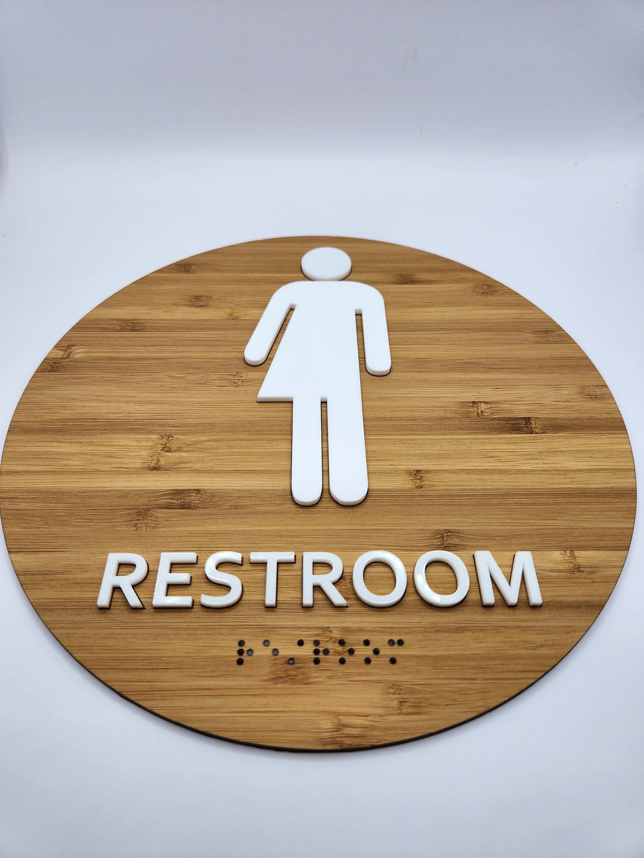 Bamboo Restroom Sign, Toilet, Neutral, Men, Women Restroom Sign ...