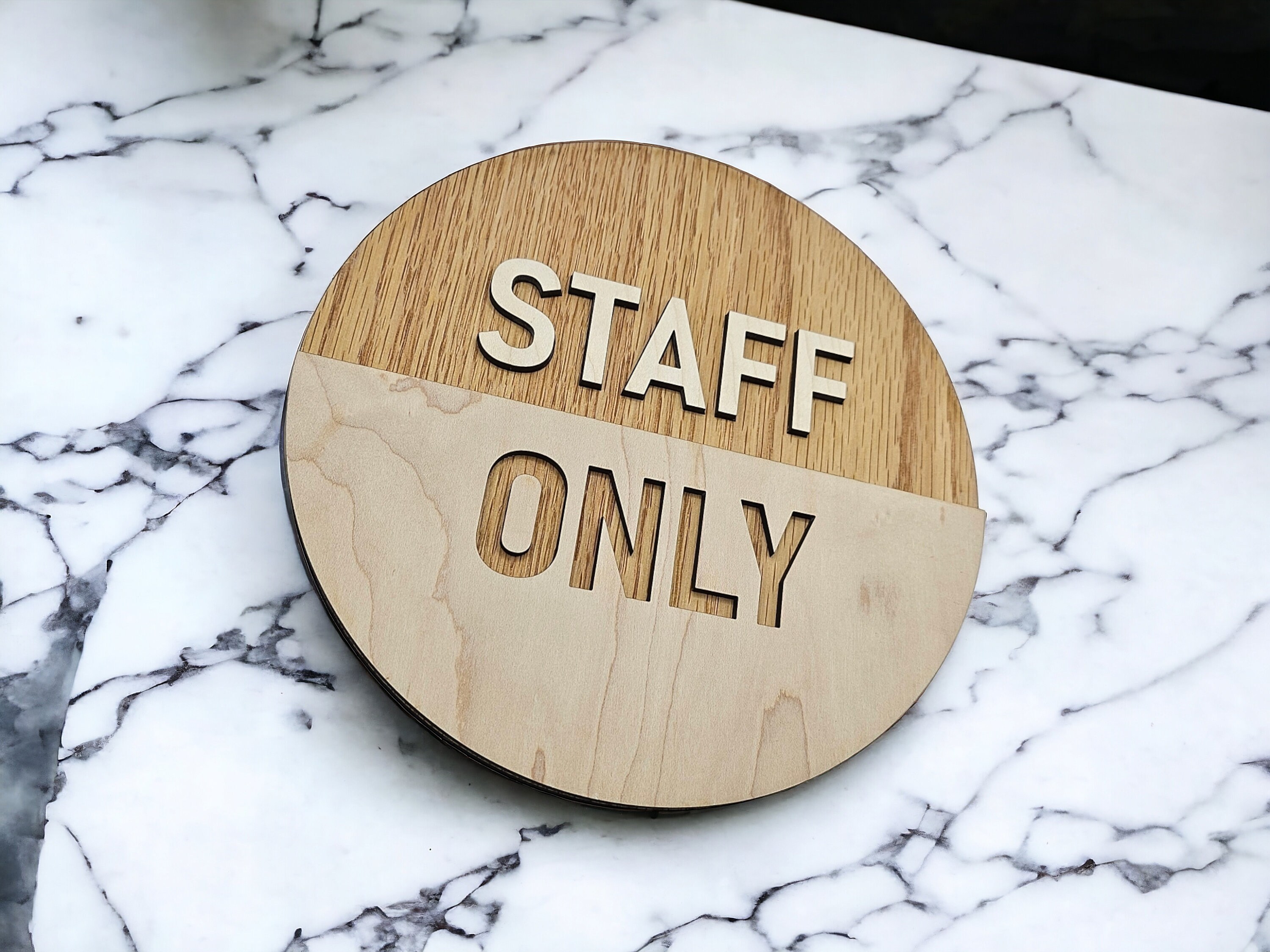 Round Wooden Staff Only Sign: Modern Office Decor - Etsy