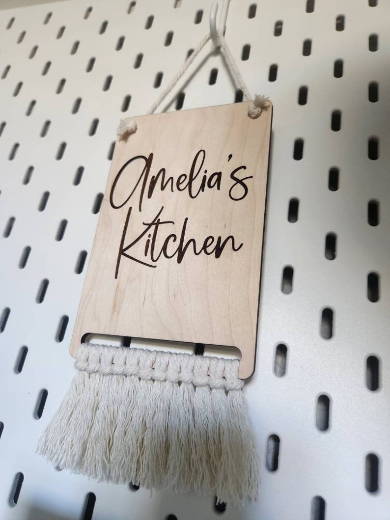 Name Sign for Ikea Kitchen, Maple Plywood With Macrame - Etsy