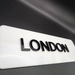 White Acrylic Sign, Time Zone Clock, Location Plate, Personalized Place ...