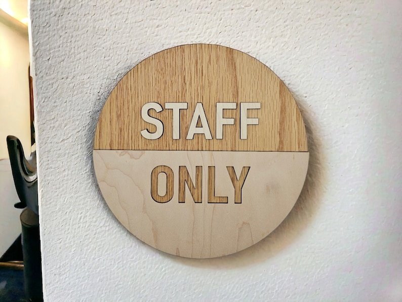 Round Wooden Staff Only Sign: Modern Office Decor - Etsy
