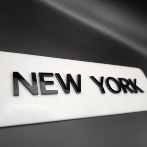 White Acrylic Sign, Time Zone Clock, Location Plate, Personalized Place ...