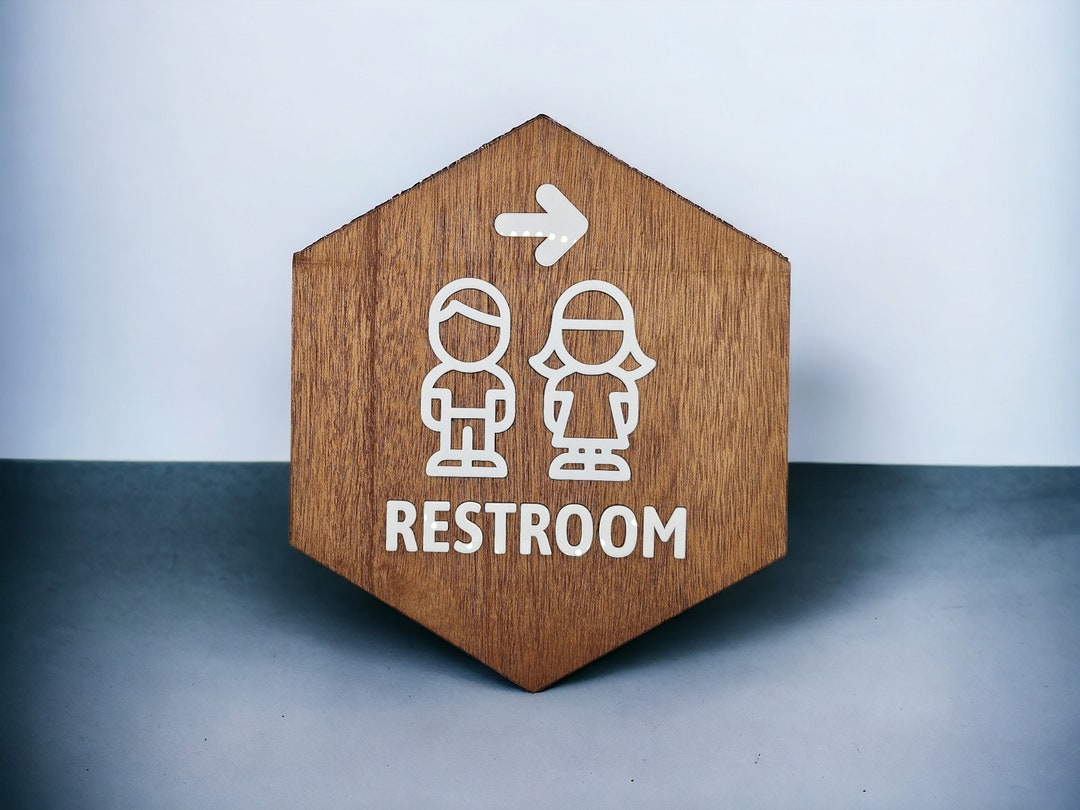 Kids Restroom Braille Wood Sign, Children's Bathroom - School & Nursery ...
