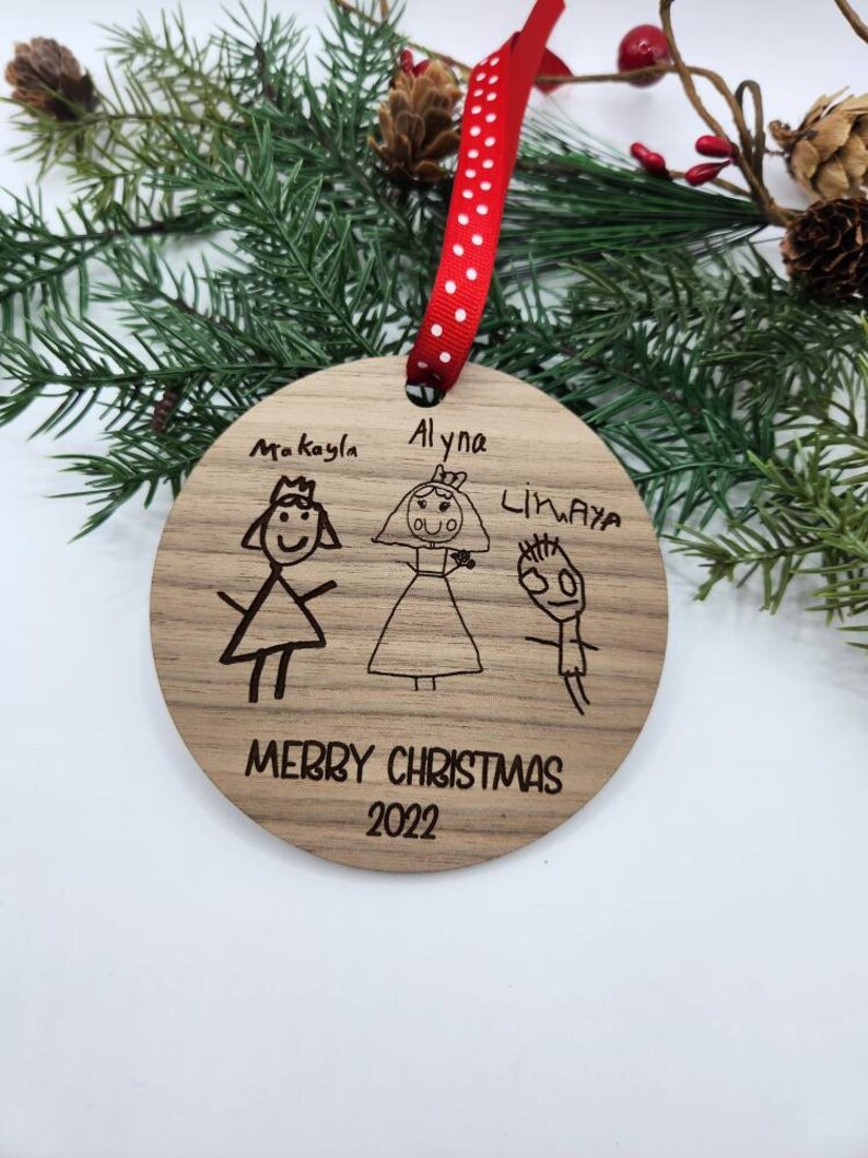 Children Drawing Art Tree Ornament, Personalized Cristmas Gifts for the ...