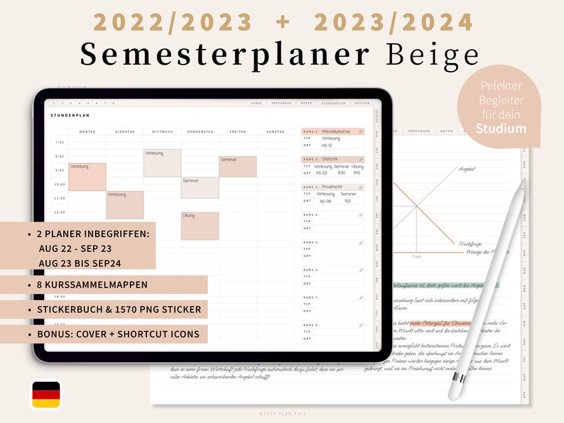 Digitaler Semesterplaner 2023 2024 Studentenplaner digital - Etsy.de