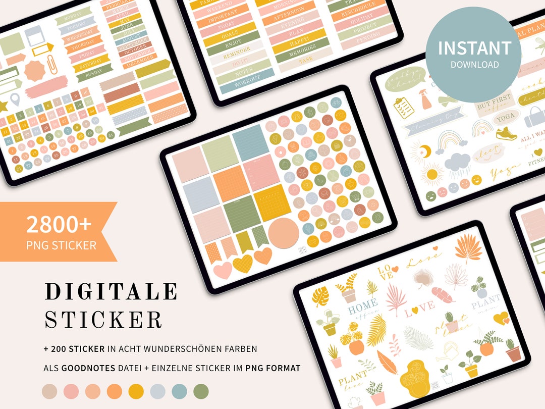 Digitale Sticker Set Precropped Goodnotes Stickers Digital Planner ...