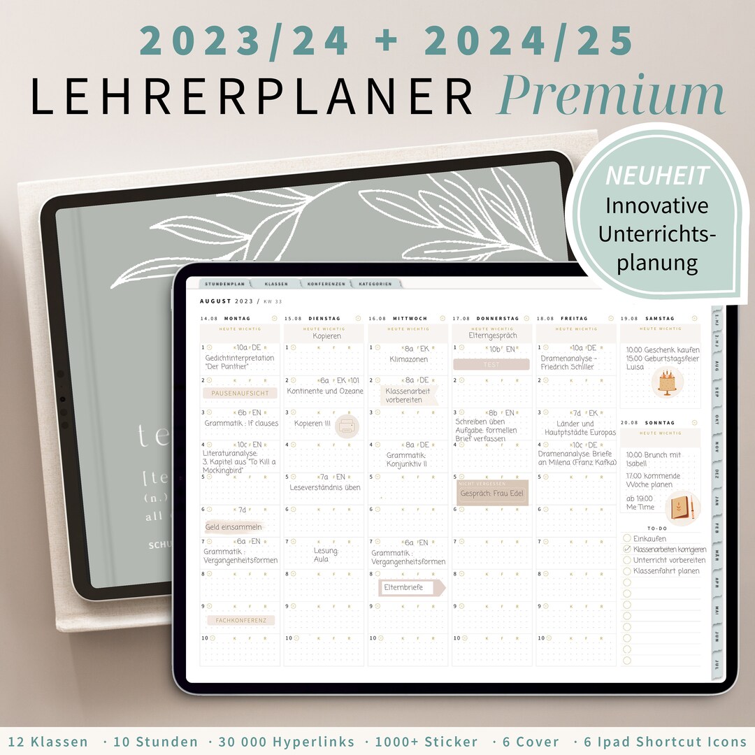 Digitaler Lehrerplaner 2024 2025 DEUTSCH / Goodnotes Lehrerkalender 24 ...