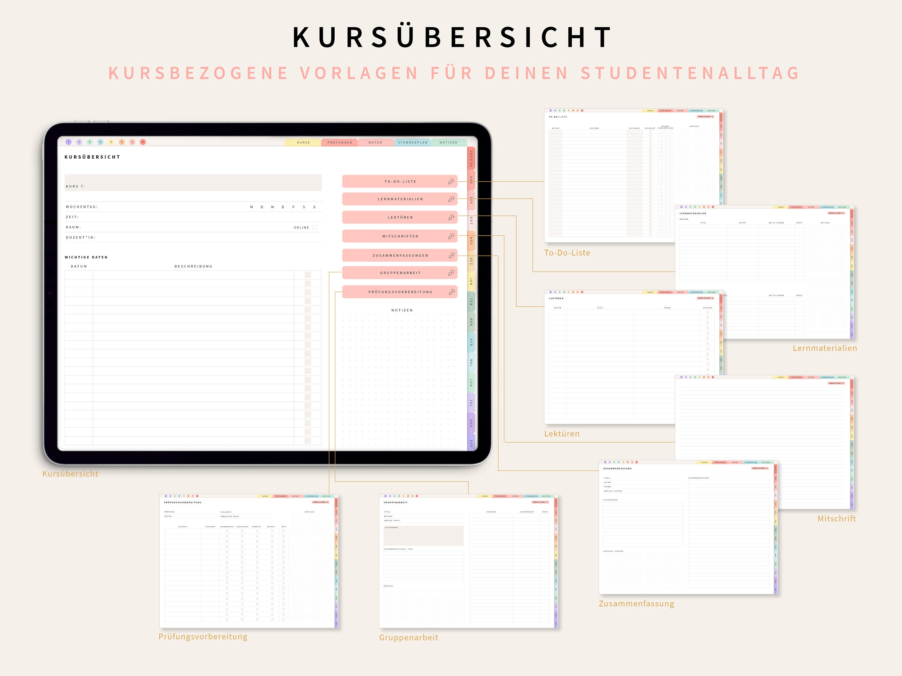 Digitaler Semesterplaner 2024 2025 Studentenplaner Digital Für Ipad ...