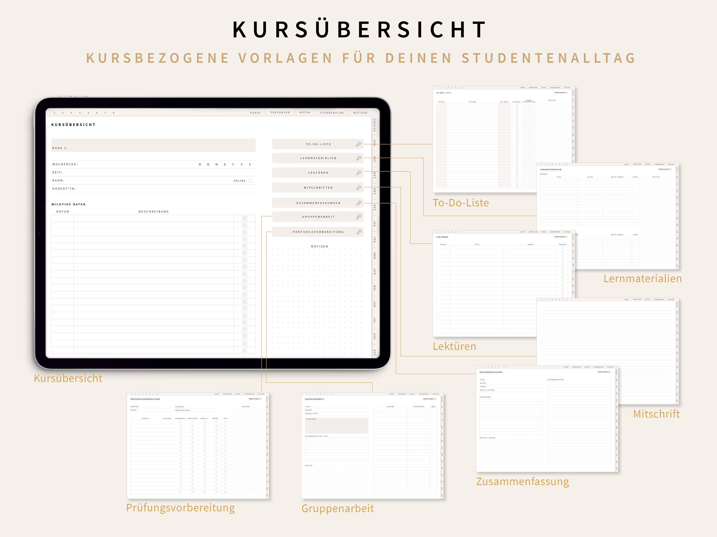 Digitaler Semesterplaner 2023 2024 Studentenplaner digital für iPad ...