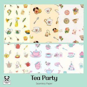 Tea Party Seamless Digital Paper - Scrapbooking Paper - Junk Journals ...