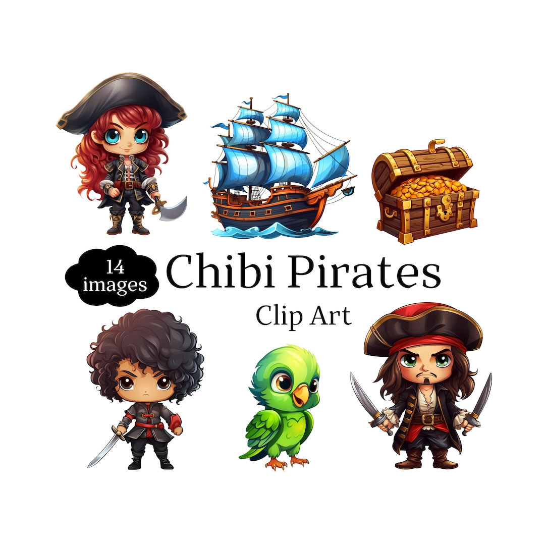 Chibi Pirates Clip Art - Chibis, Pirate, Clipart, Graphics - Etsy