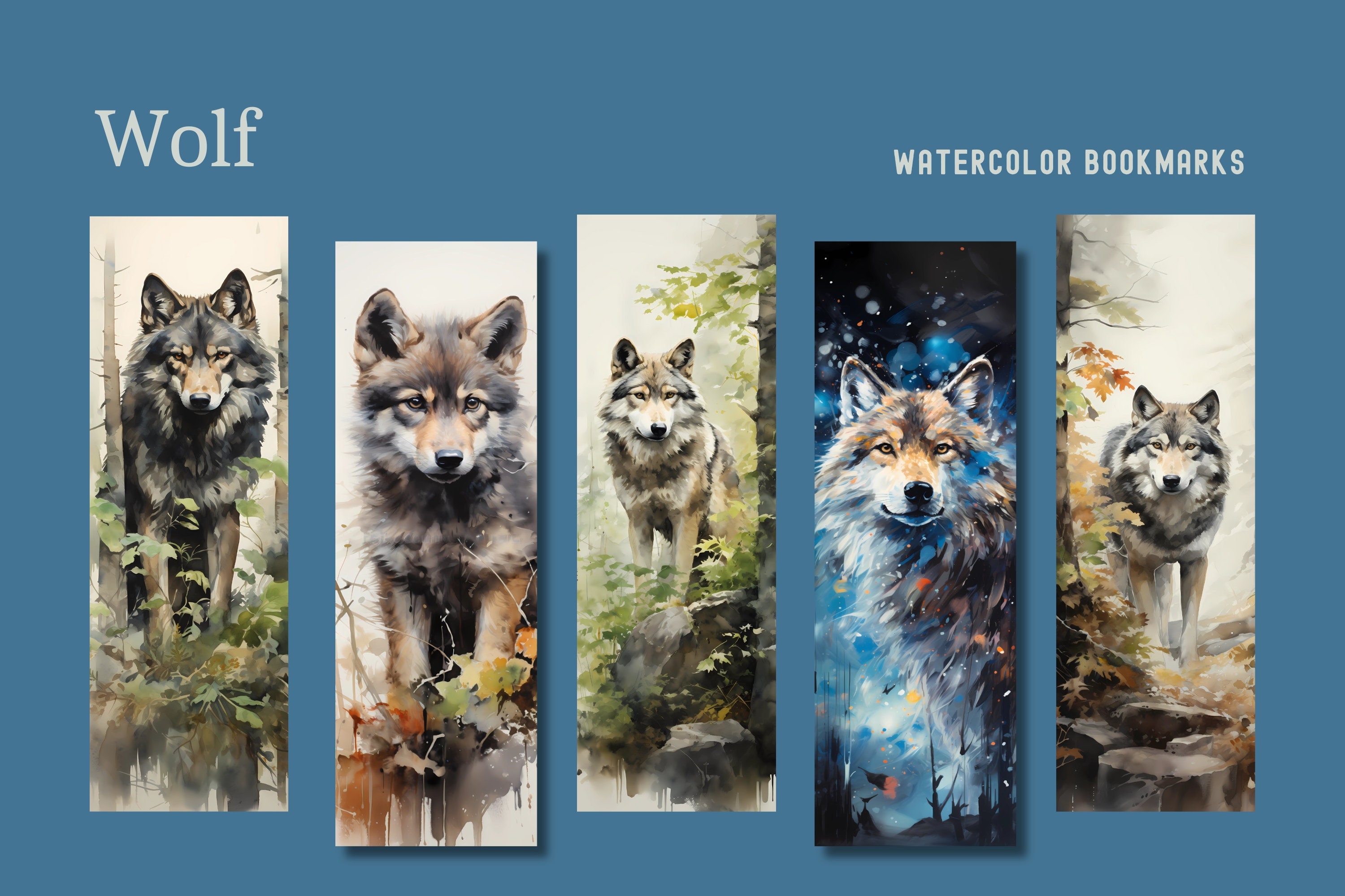 Wolf Watercolor Bookmarks, PNG, Sublimation, Wolves - Etsy