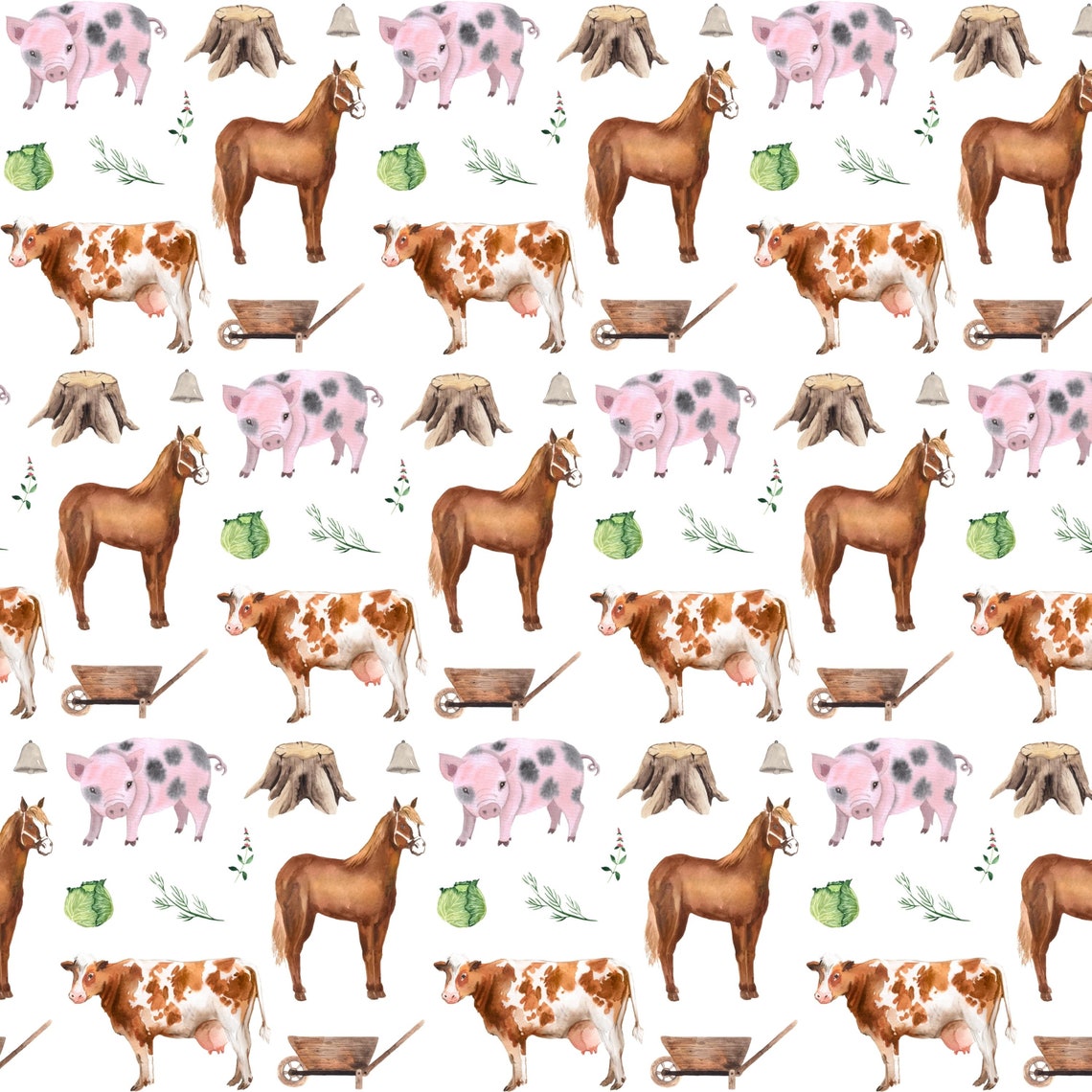 Farm Animals Digital Paper Farm Scrapbooking Paper - Etsy