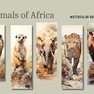 Animals of Africa Watercolor Bookmarks - PNG, Digital Download - Etsy