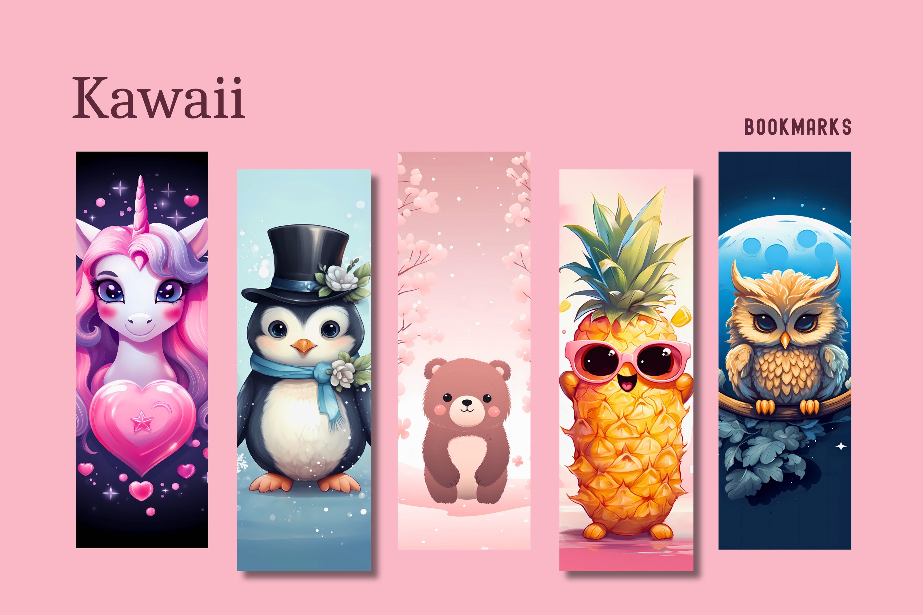 Kawaii Bookmarks Cute Bookmarks, Kawaii PNG, JPG, Kawaii Sublimation - Etsy