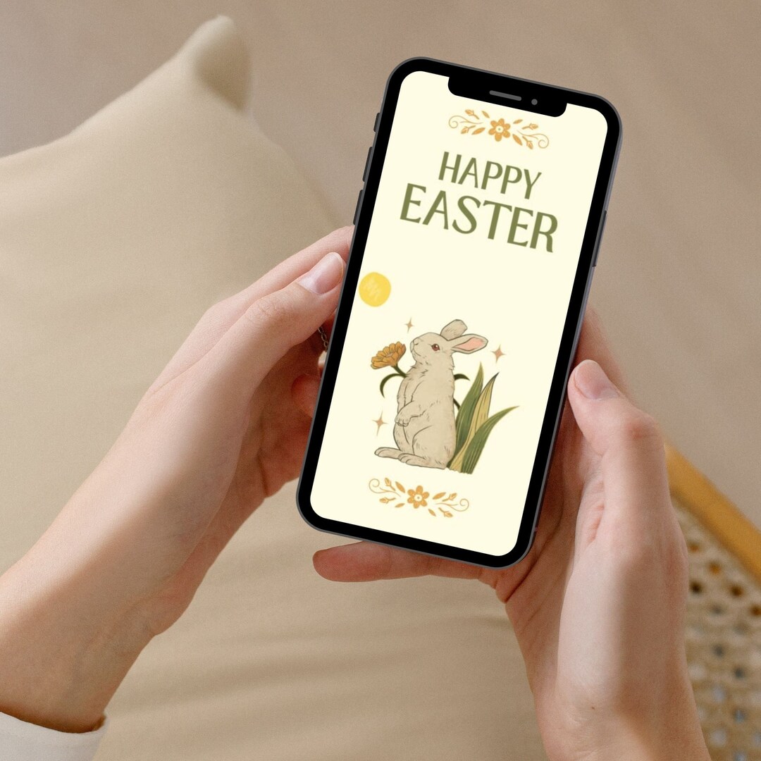 Retro Easter Digital Card - Easter Card, Bunny, Moving Sun, Textable ...