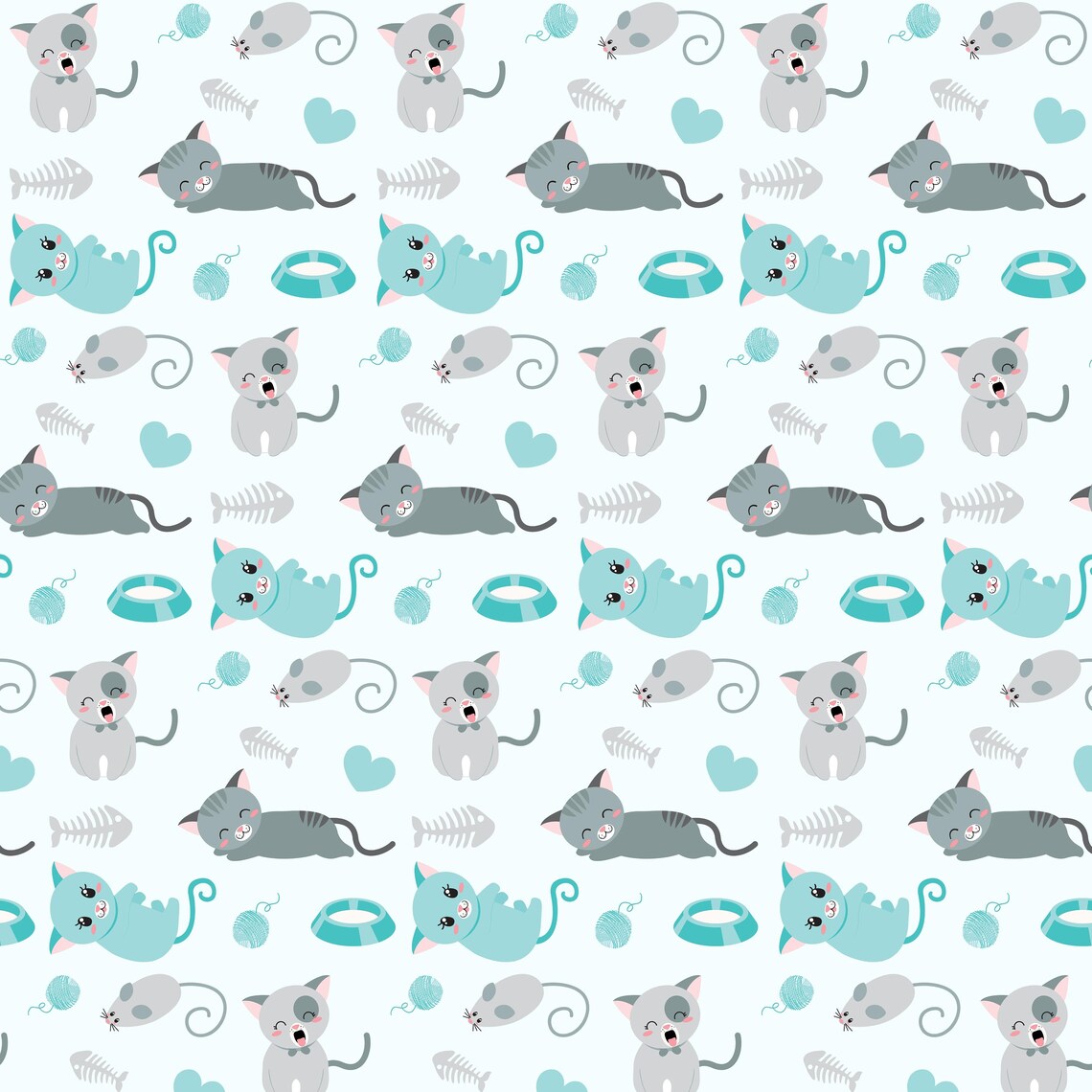 Cats Digital Paper Cute Cats Patterned Paper Scrapbook - Etsy