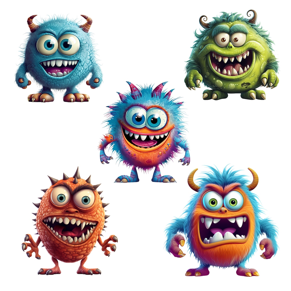 Cute Monsters Clip Art Monster Clipart Scrapbook Cards - Etsy